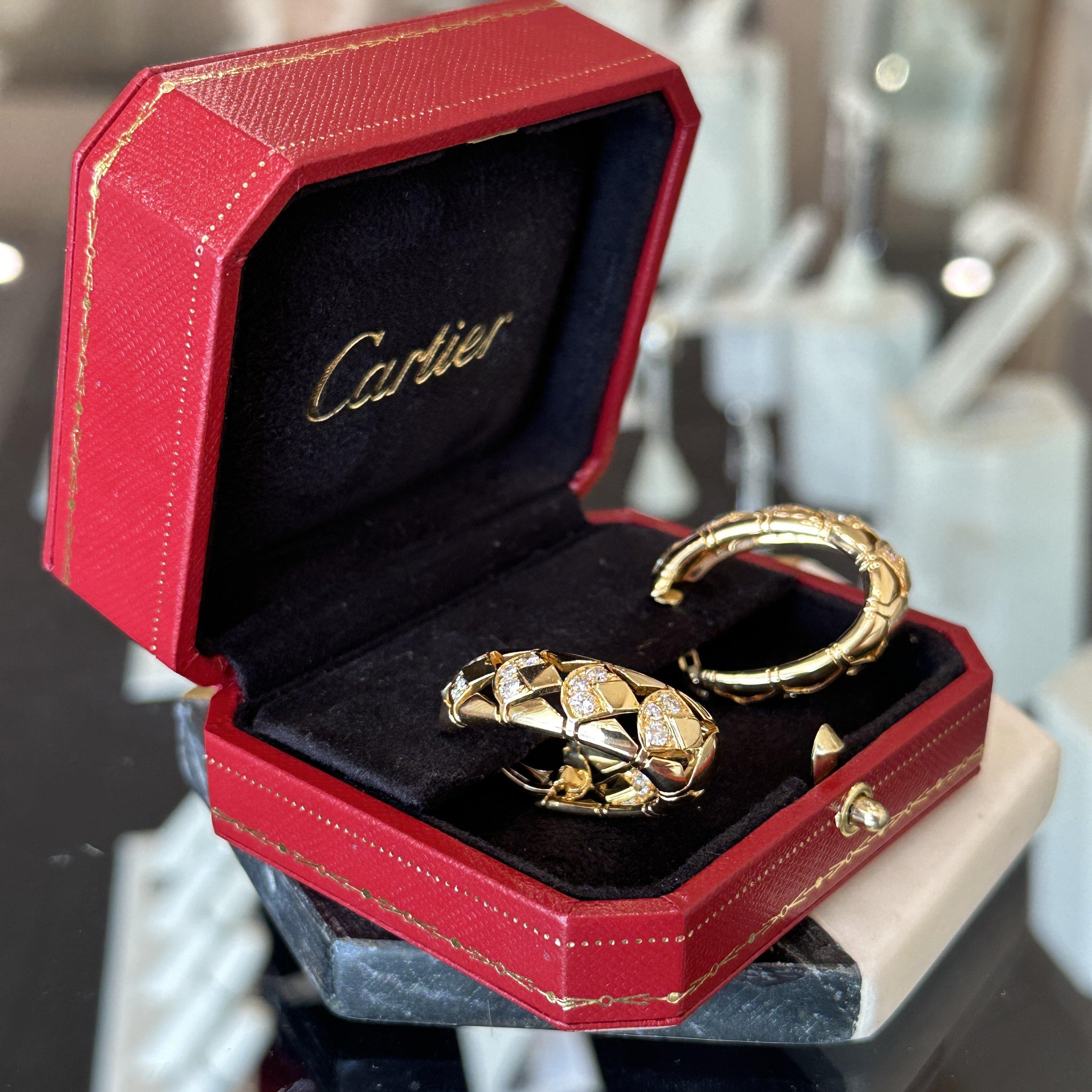 Cartier 1.68CT Diamond Large Oval Hoop Earrings With Box and Pouch For Sale at 1stDibs