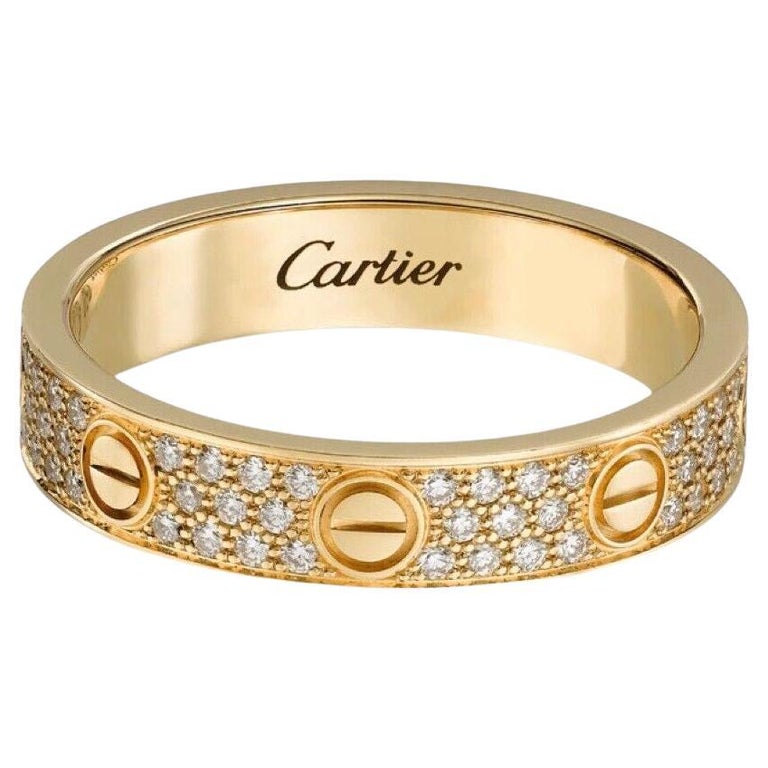 Cartier Diamond-Paved Thin Love Wedding Band Ring For Sale at 1stDibs