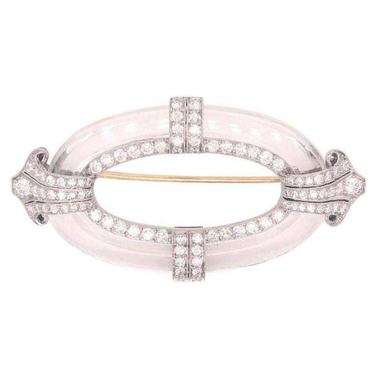 Cartier Diamond Pin 18K Yellow Gold and Platinum Brooch Antique Design ...