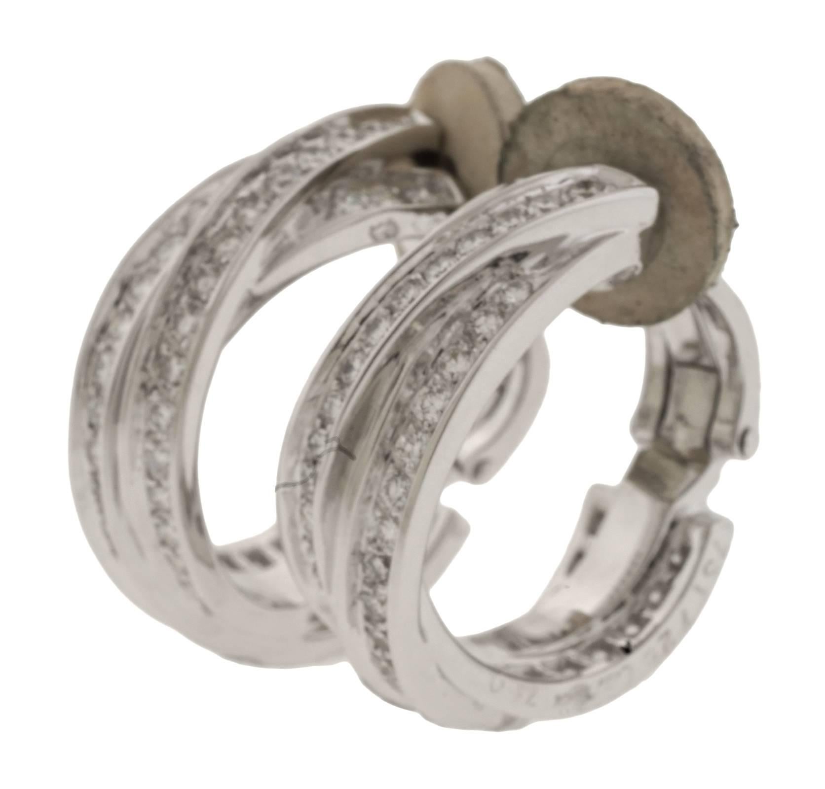 Cartier Diamond Rolling Earrings 18 Karat White Gold with Box at 1stDibs