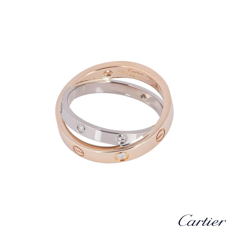 Cartier Diamond Rose and White Gold Double Love Ring at 1stDibs ...