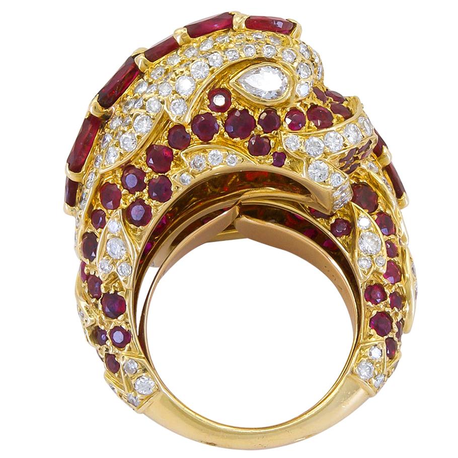 1970s César Baldaccini Ruby Gold "Compression" Ring For Sale at 1stDibs