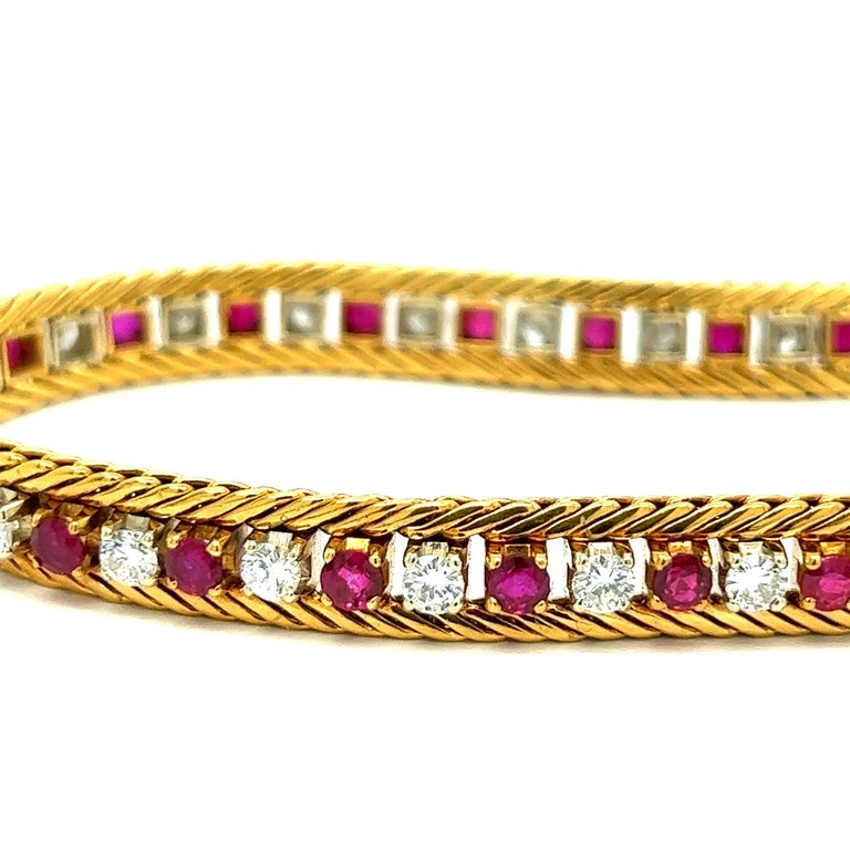 Cartier Diamond and Ruby Line Bracelet For Sale at 1stDibs