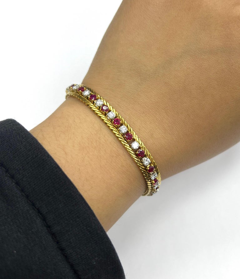 Cartier Diamond and Ruby Line Bracelet For Sale at 1stDibs