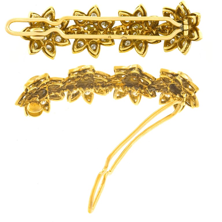 Cartier Diamond Set Gold Barrette at 1stDibs