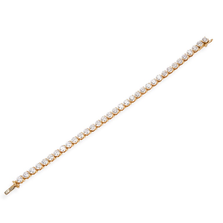 Cartier Diamond Tennis Necklace And Bracelet Set In 18k Yellow Gold ‘34
