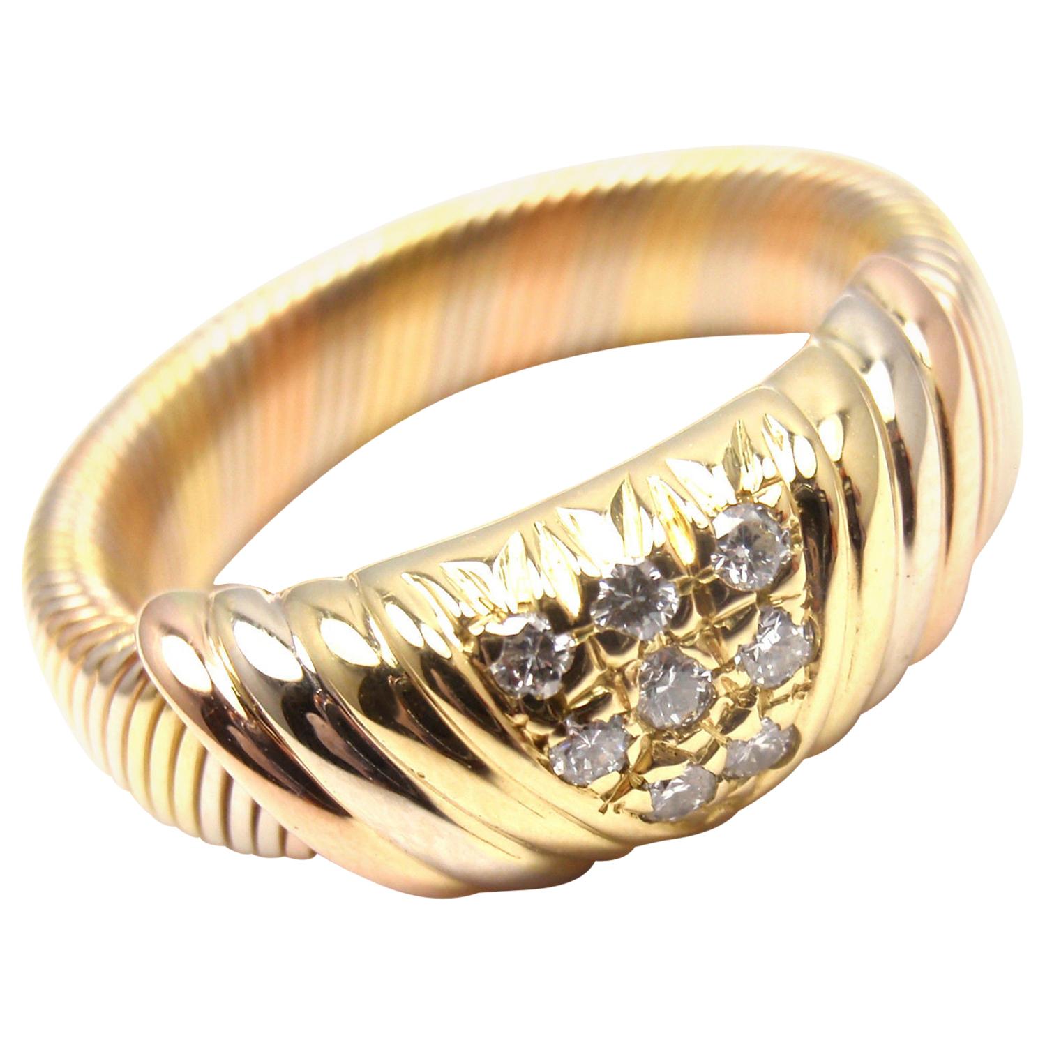 Cartier Trinity Pave Diamond Tri-Color Gold Band Ring at 1stDibs ...