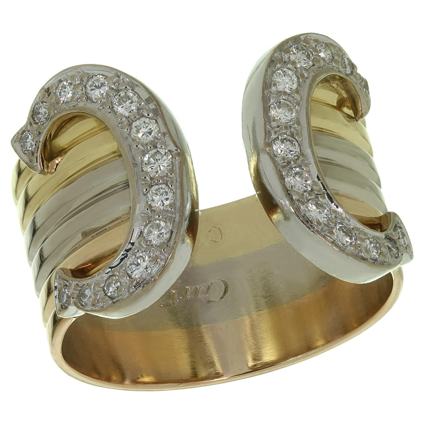 CARTIER Tri Color Double C Ring at 1stDibs | cartier double c ring