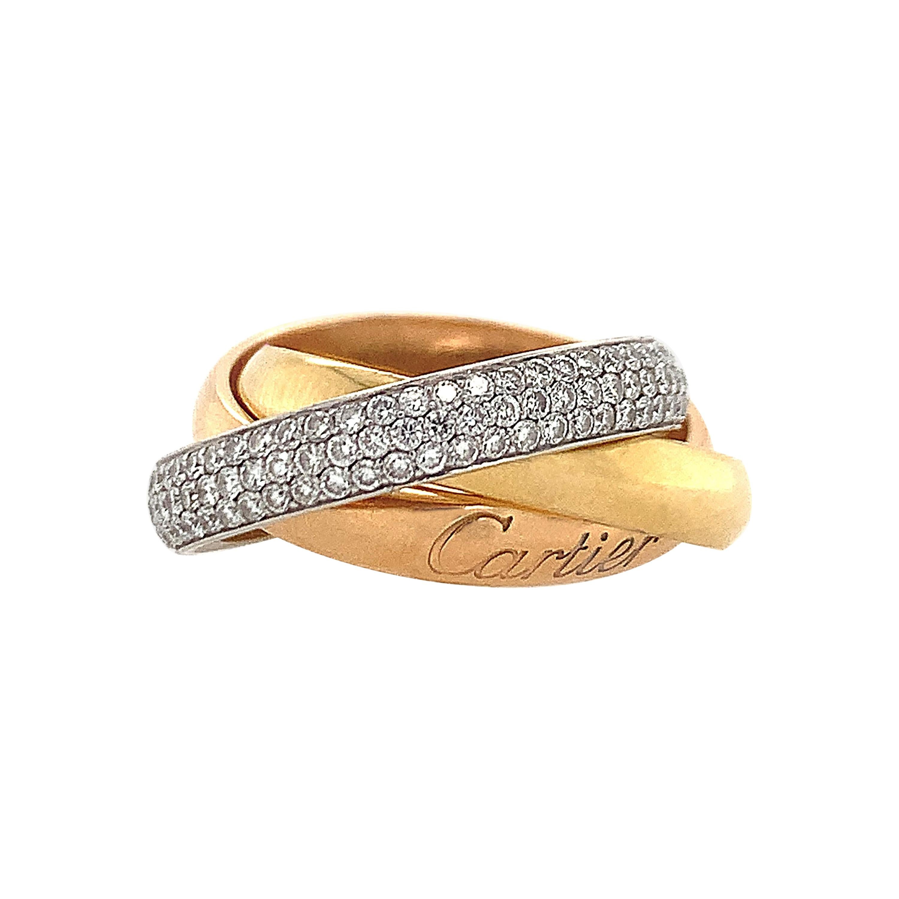 Cartier Trinity Ruby Sapphire Diamond Gold Ring at 1stDibs