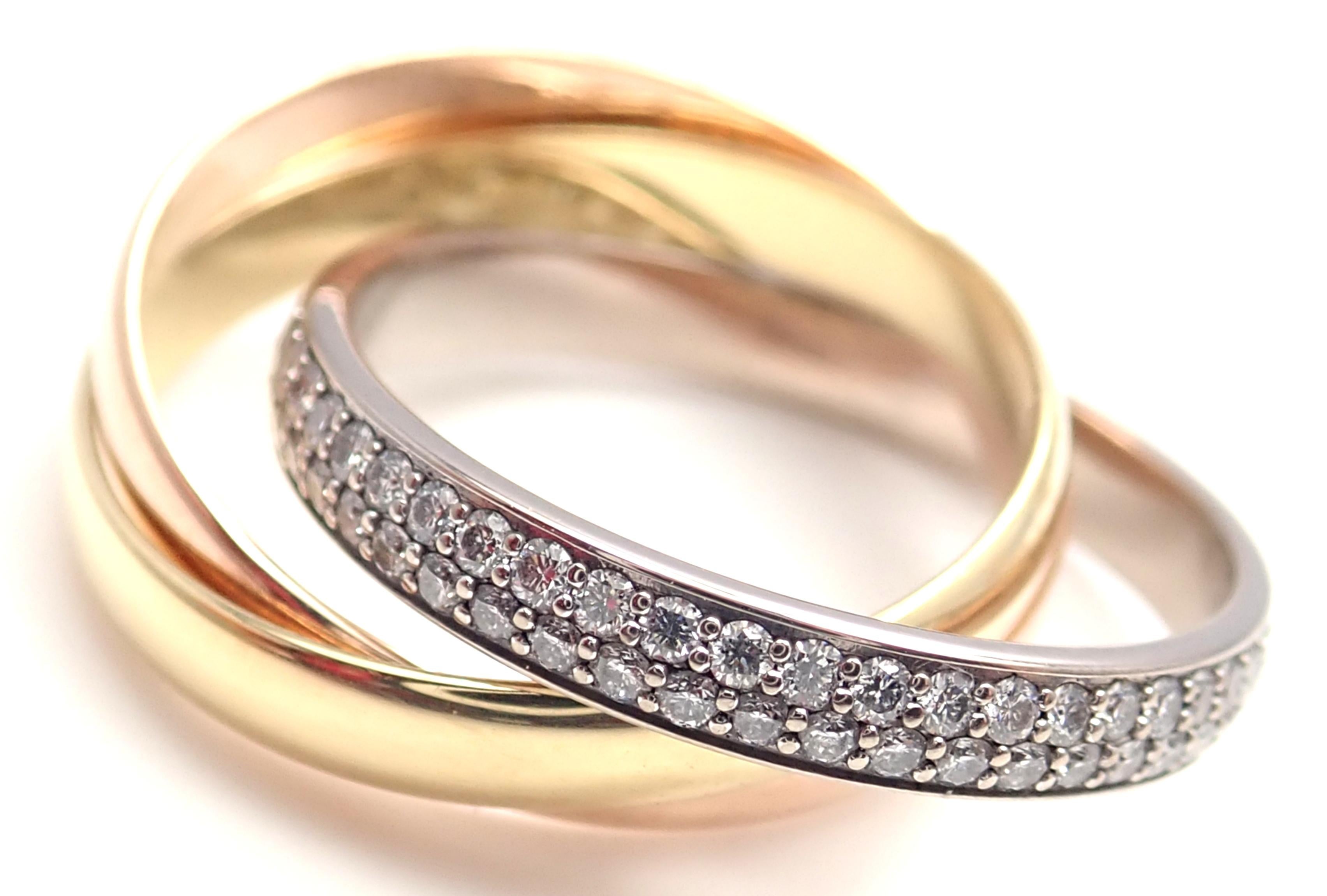 Cartier Diamond Trinity Small Model Tri-Color Gold Band Ring at 1stDibs ...