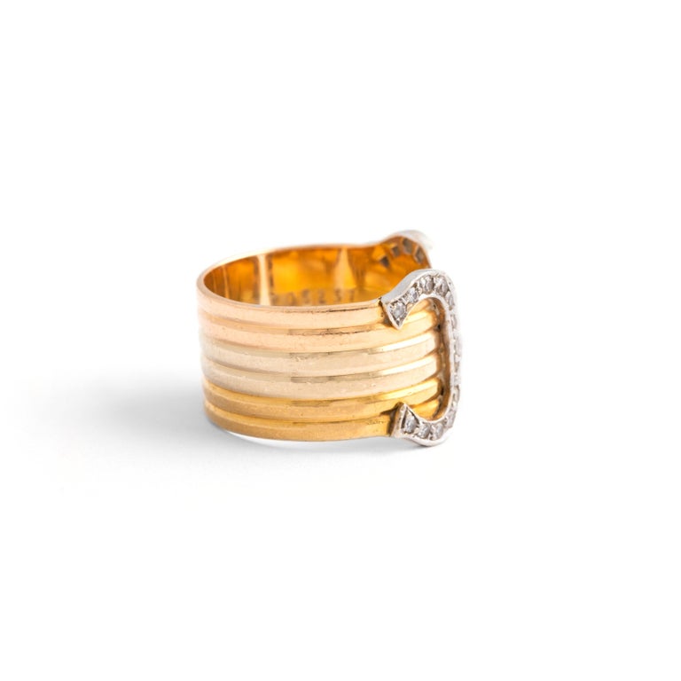 Cartier Diamond Trinity Three Gold Ring For Sale at 1stDibs