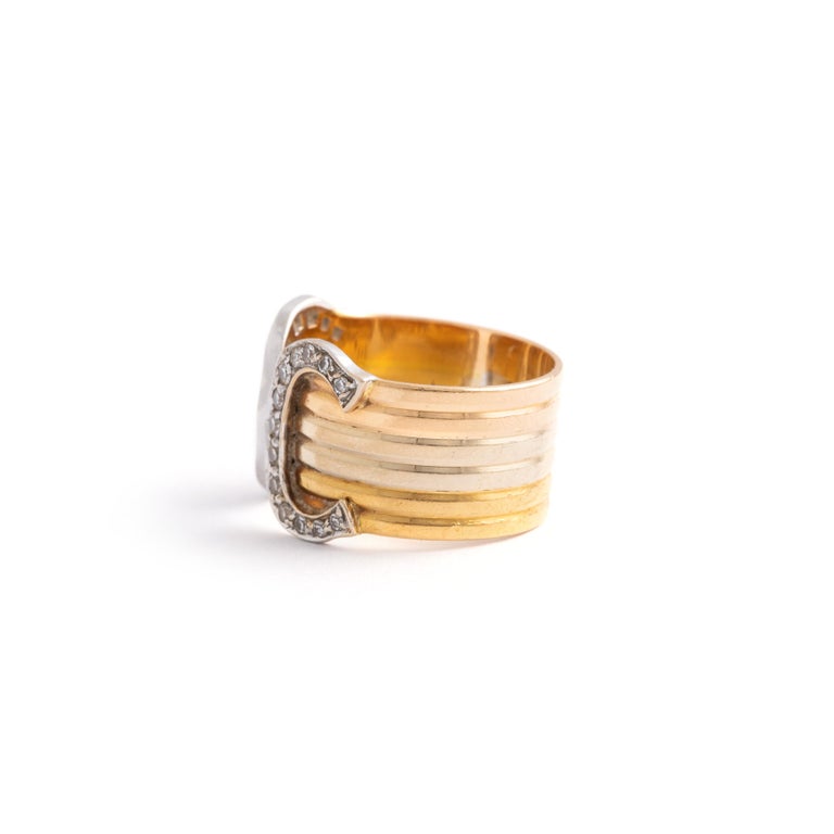 Cartier Diamond Trinity Three Gold Ring For Sale at 1stDibs