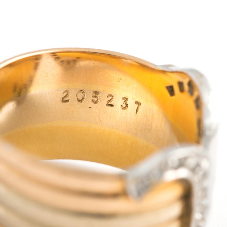 Cartier Diamond Trinity Three Gold Ring For Sale at 1stDibs