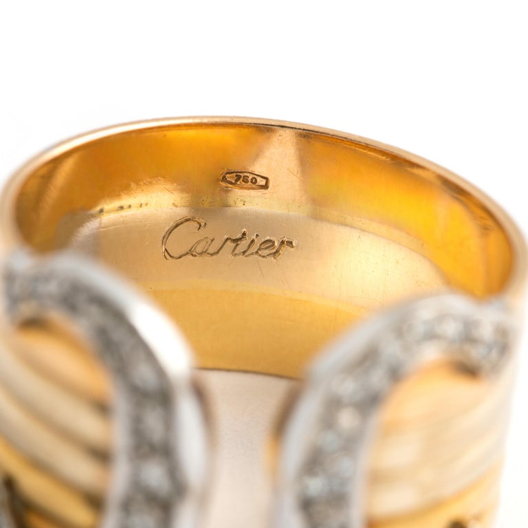 Cartier Diamond Trinity Three Gold Ring For Sale at 1stDibs