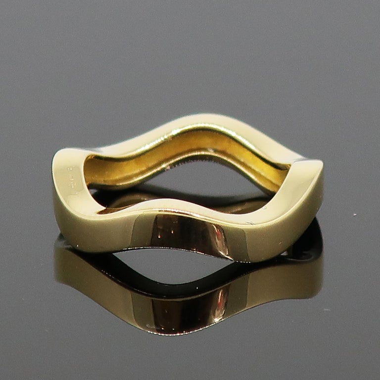 Cartier Diamond Wave Band Ring Set 18ct Yellow Gold For Sale at 1stDibs