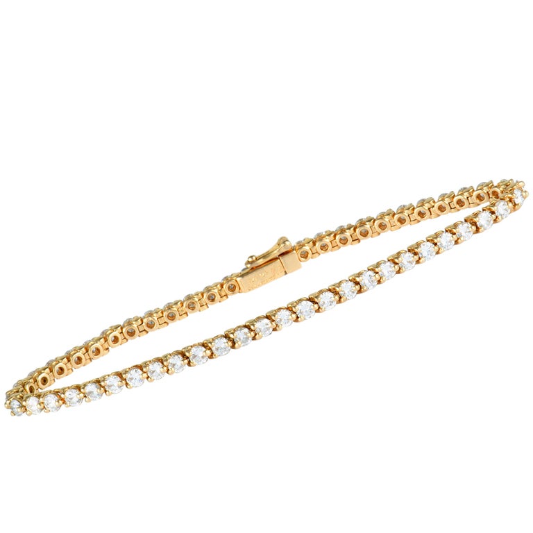 Cartier Diamond Yellow Gold Tennis Bracelet At 1stdibs