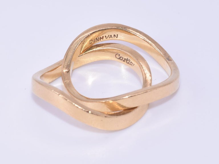 Cartier Dinh Van 18 Karat Yellow Gold Stackable Wave Rings For Sale at ...