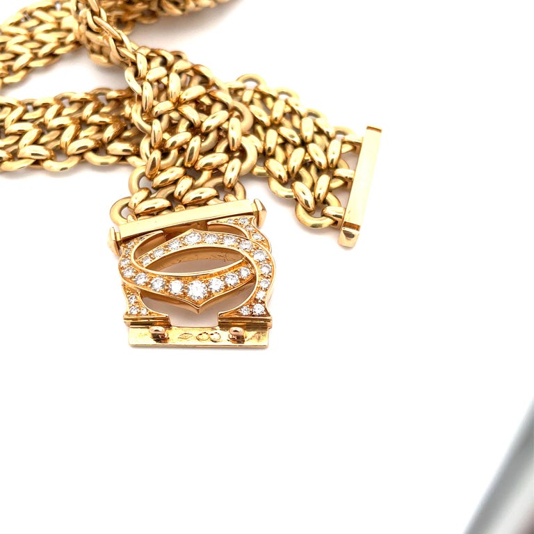 Cartier Double C Diamond Necklace For Sale at 1stDibs