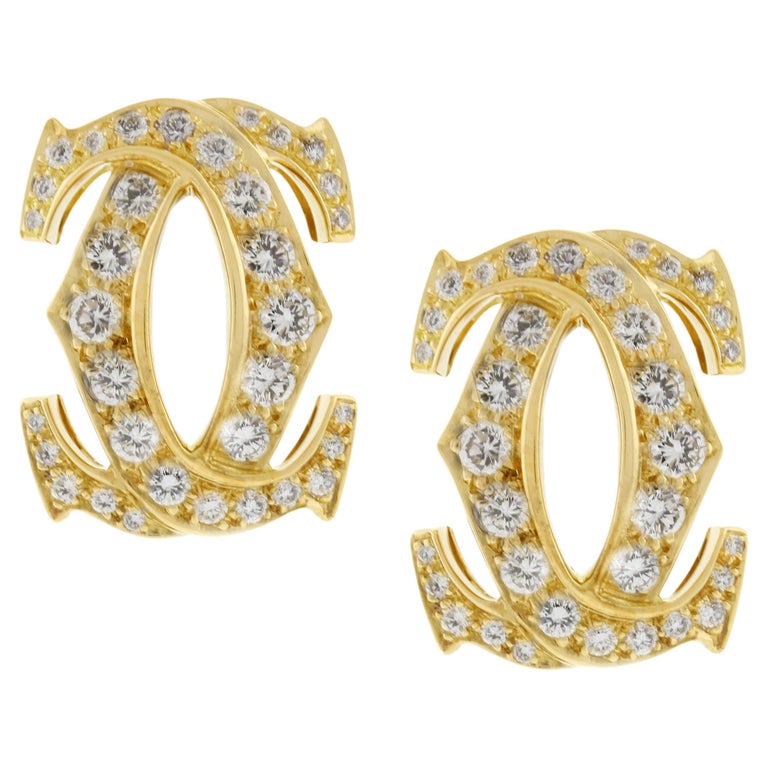 Cartier Double C Diamond Penelope Earring For Sale at 1stDibs