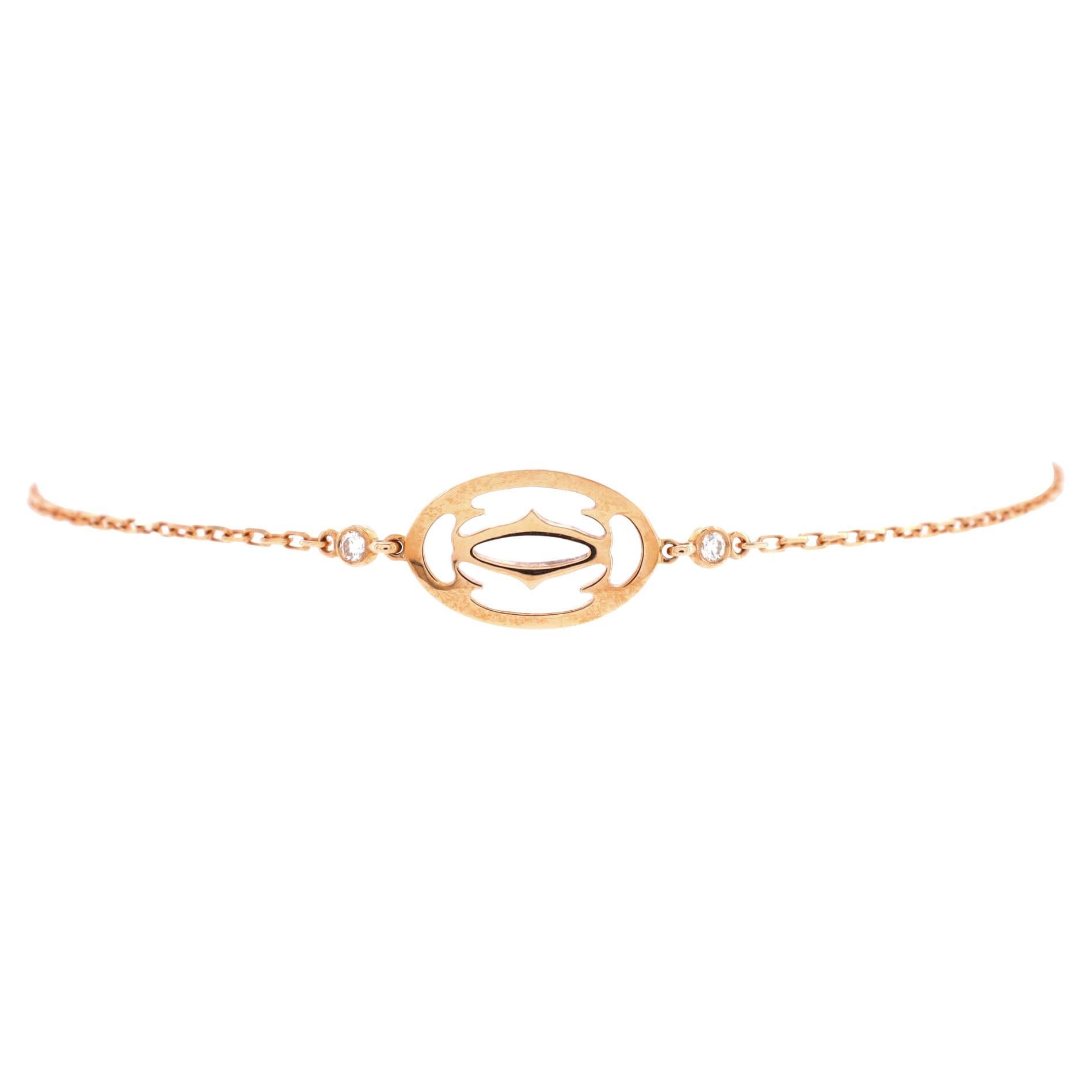Cartier Double C Logo Bracelet 18k Rose Gold with Diamonds For Sale at ...