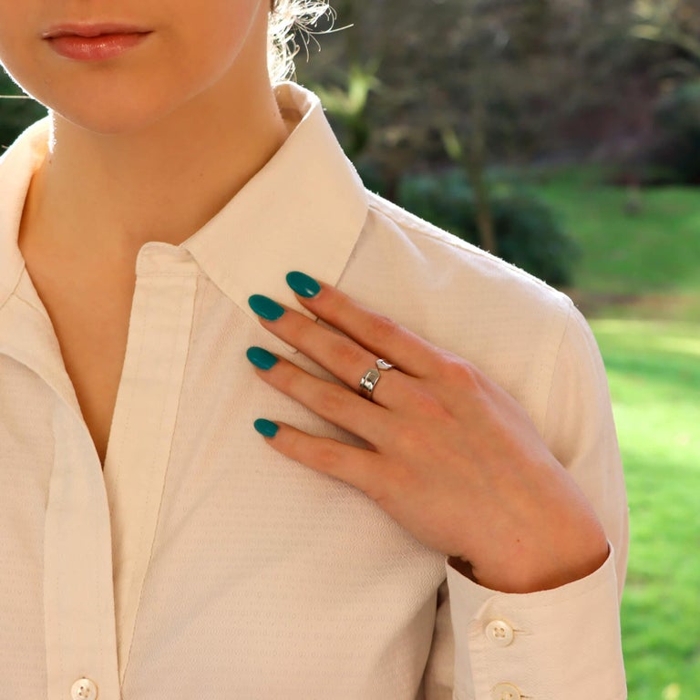 Cartier Double C Plain Ring in 18ct White Gold For Sale at 1stDibs ...