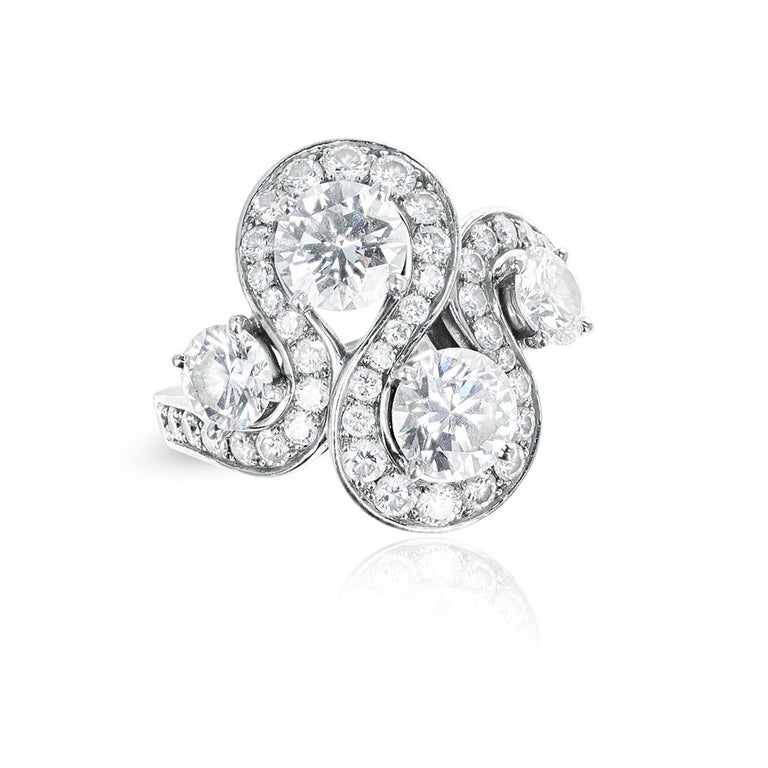 Cartier Double Diamond Ring Cocktail Ring, Platinum For Sale at 1stDibs