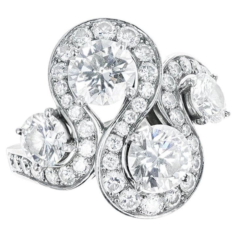 Cartier Double Diamond Ring Cocktail Ring, Platinum For Sale at 1stDibs