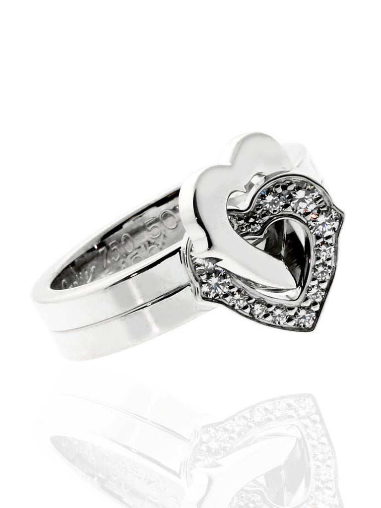 Cartier Double Heart Diamond Gold Ring at 1stDibs | cartier heart ring ...