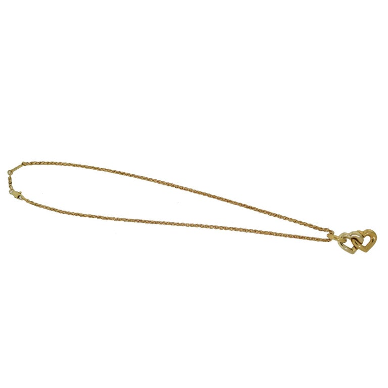 Cartier Double Heart Link Necklace / Pendant 18 Karat Yellow and White ...