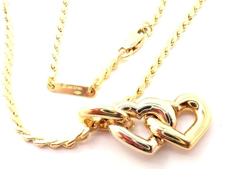 Cartier Double Heart Pendant Chain Yellow and White Gold Necklace For ...