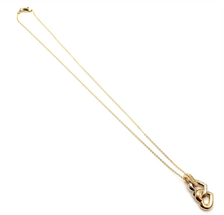 Cartier Double Heart Pendant Chain Yellow and White Gold Necklace at ...