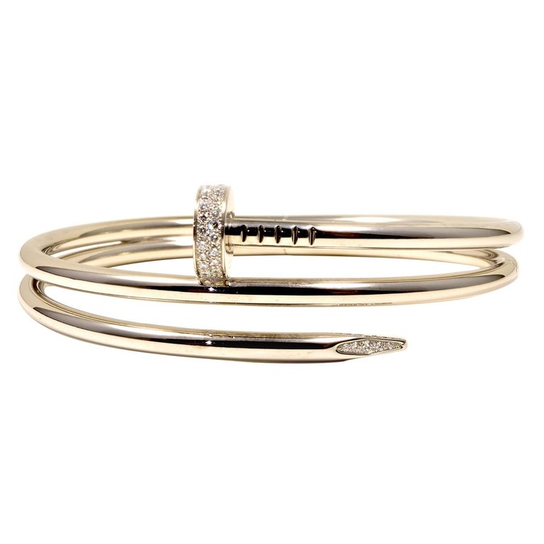 Cartier Double Juste Un Clou with Diamonds 18 Karat White Gold at 1stDibs