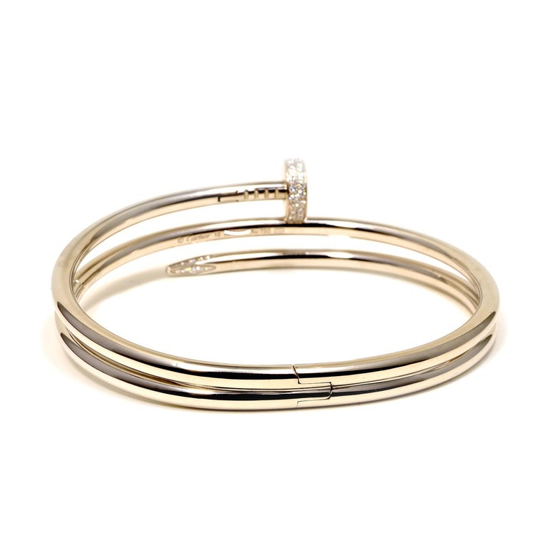 Cartier Double Juste Un Clou with Diamonds 18 Karat White Gold at 1stDibs
