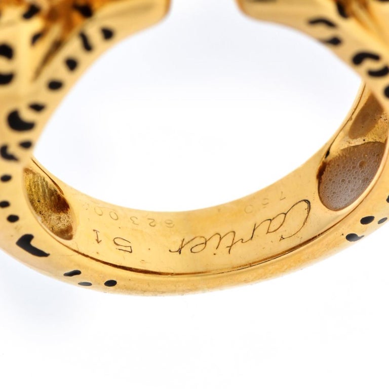 Cartier Double Panther Spotted Leopard Ring 18K Yellow Gold at 1stDibs