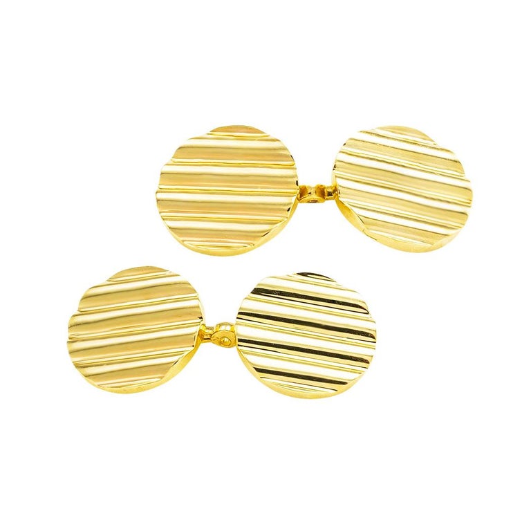 Cartier Double Sided Yellow Gold Cufflinks For Sale at 1stDibs
