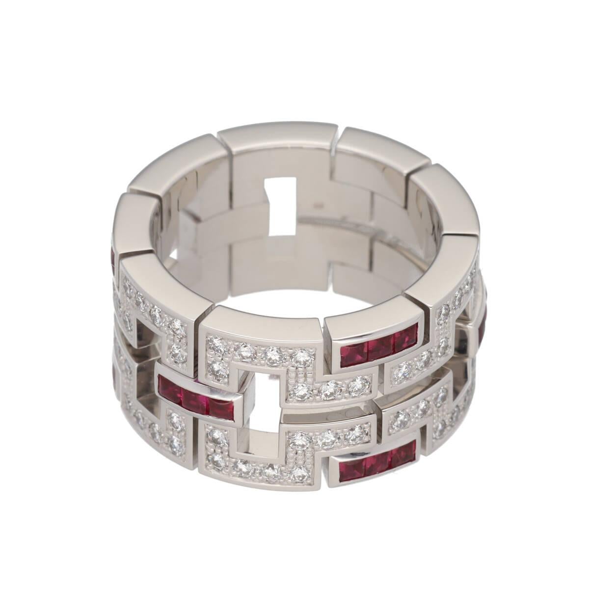 Cartier Dragon Padlock Diamonds Ruby 18K White Gold Ring US 5 3/4 For ...