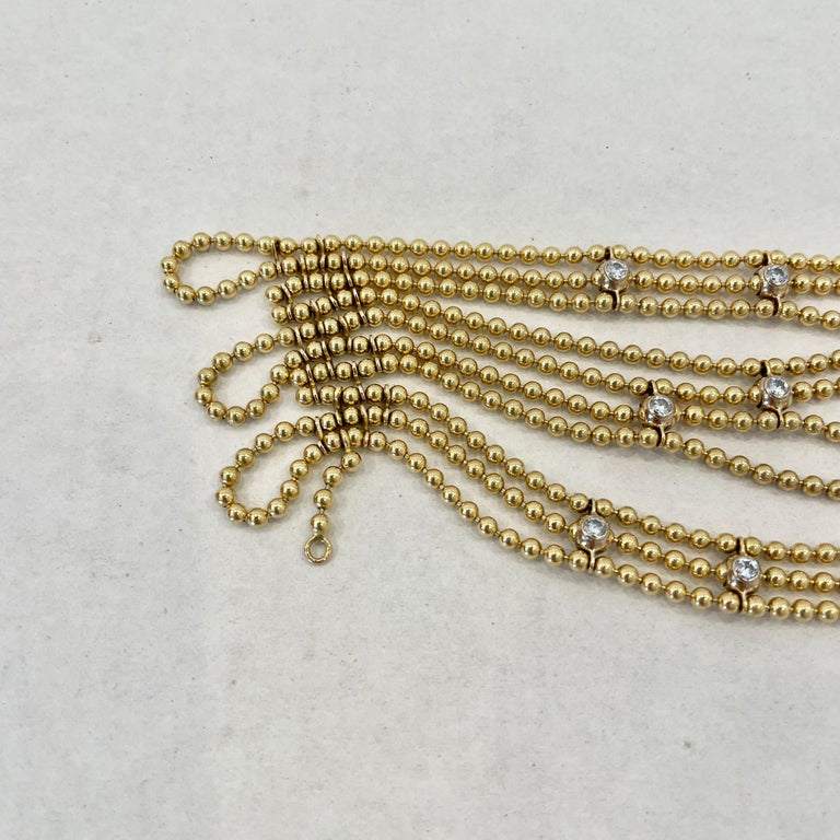 Cartier Draperie De Décolleté Diamond 18K Yellow Gold Bead Multi Link ...