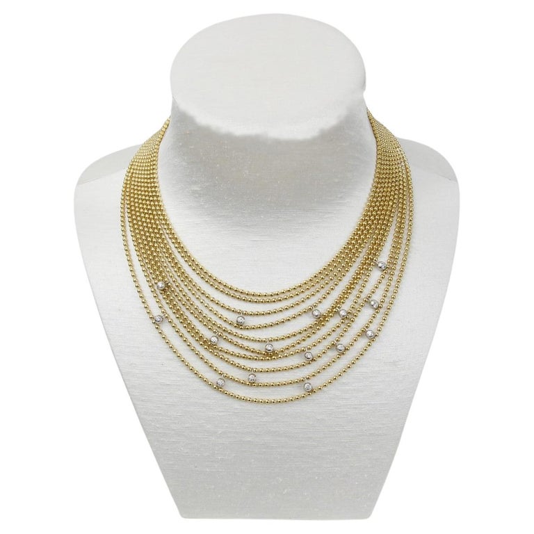 Cartier Draperie De Décolleté Diamond 18K Yellow Gold Multi Link Choker ...