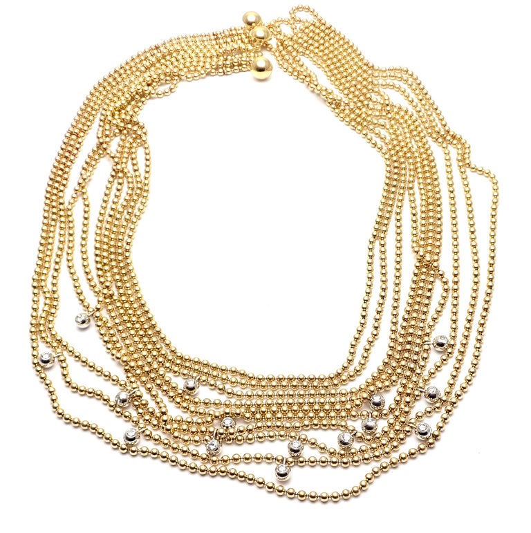 Cartier Draperie de Decollete Diamond Yellow Gold Link Necklace at 1stDibs