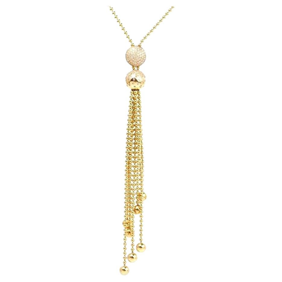 Cartier Draperie Diamond Yellow Gold Long Tassel Lariat Chain Necklace ...