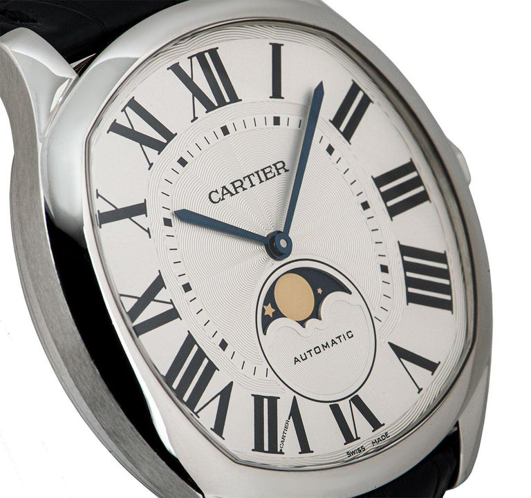 Cartier Drive De Cartier Moon Phases Stainless Steel Silvered Flinque ...