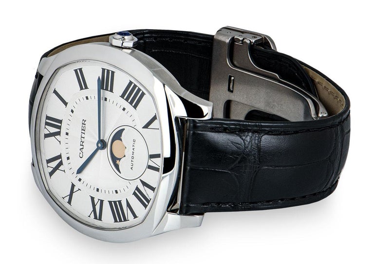 Cartier Drive De Cartier Moon Phases Stainless Steel Silvered Flinque ...