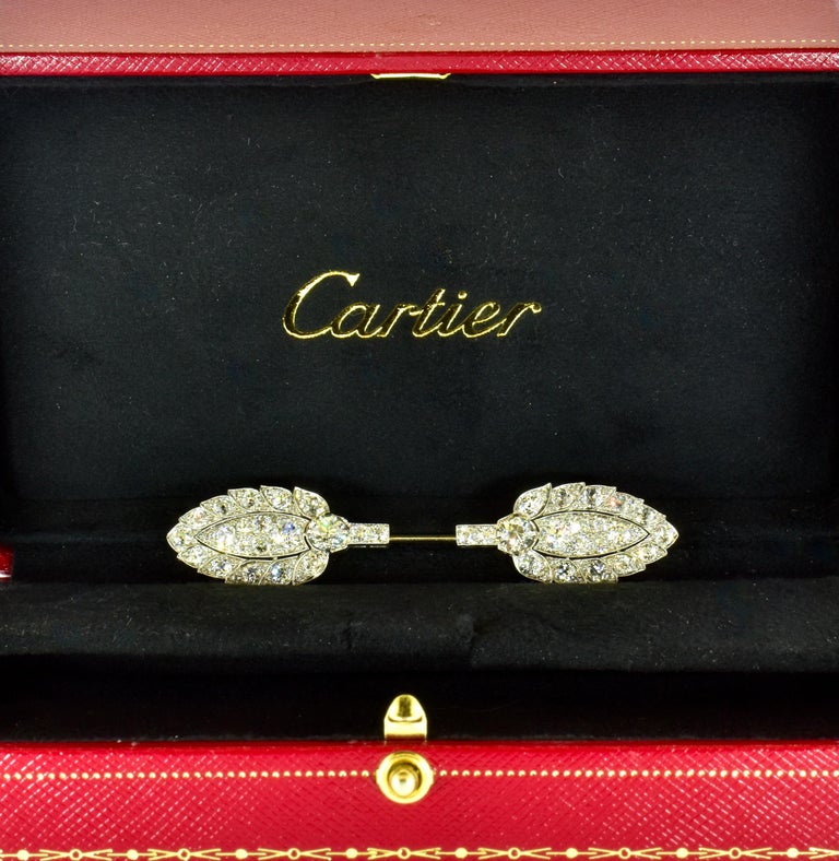 Cartier Edwardian Diamond and Platinum Antique Jabot or Cliquet Pin, c ...