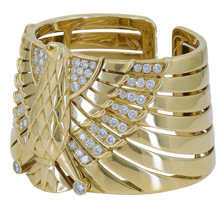 Cartier Egyptian Revival Horus Falcon Diamond Bracelet at 1stDibs