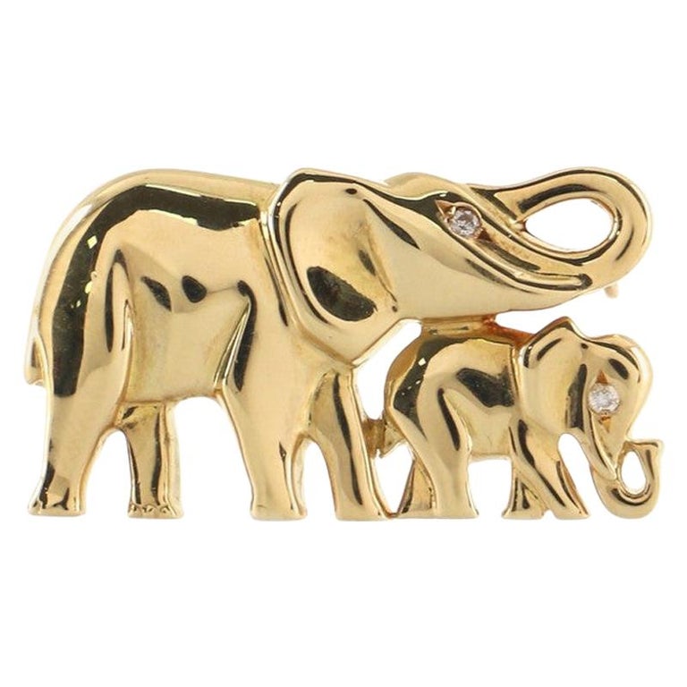 Cartier Elephant Brooch 18K Yellow Gold with Diamonds at 1stDibs