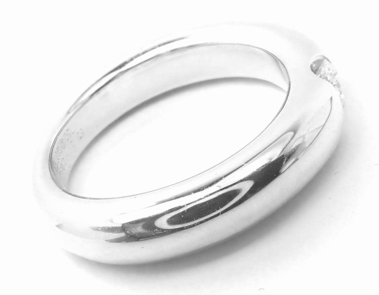 Cartier Ellipse Diamond White Gold Band Ring For Sale at 1stDibs