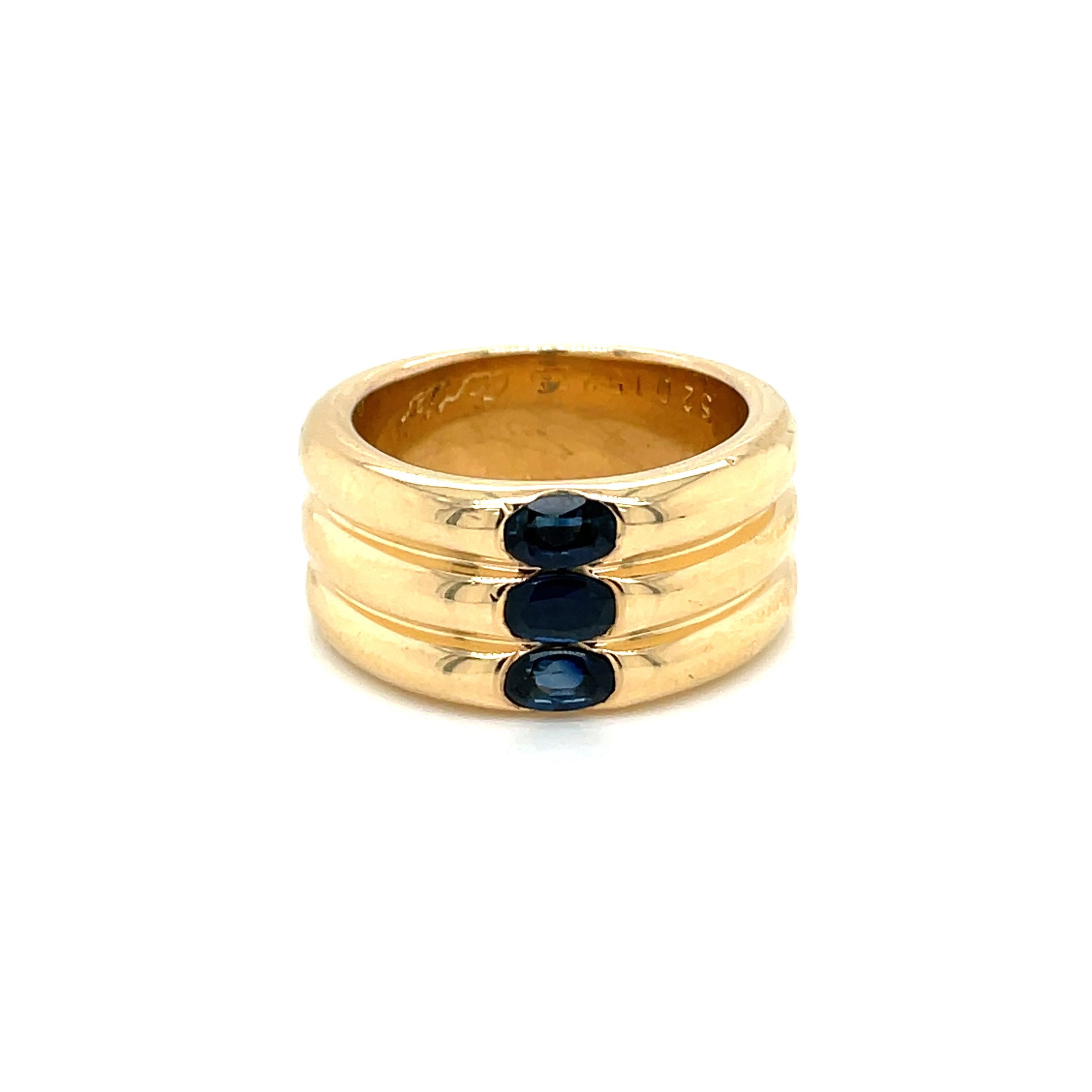 Cartier Ellipse Sapphire Yellow Gold Triple Stack Band Ring at 1stDibs ...