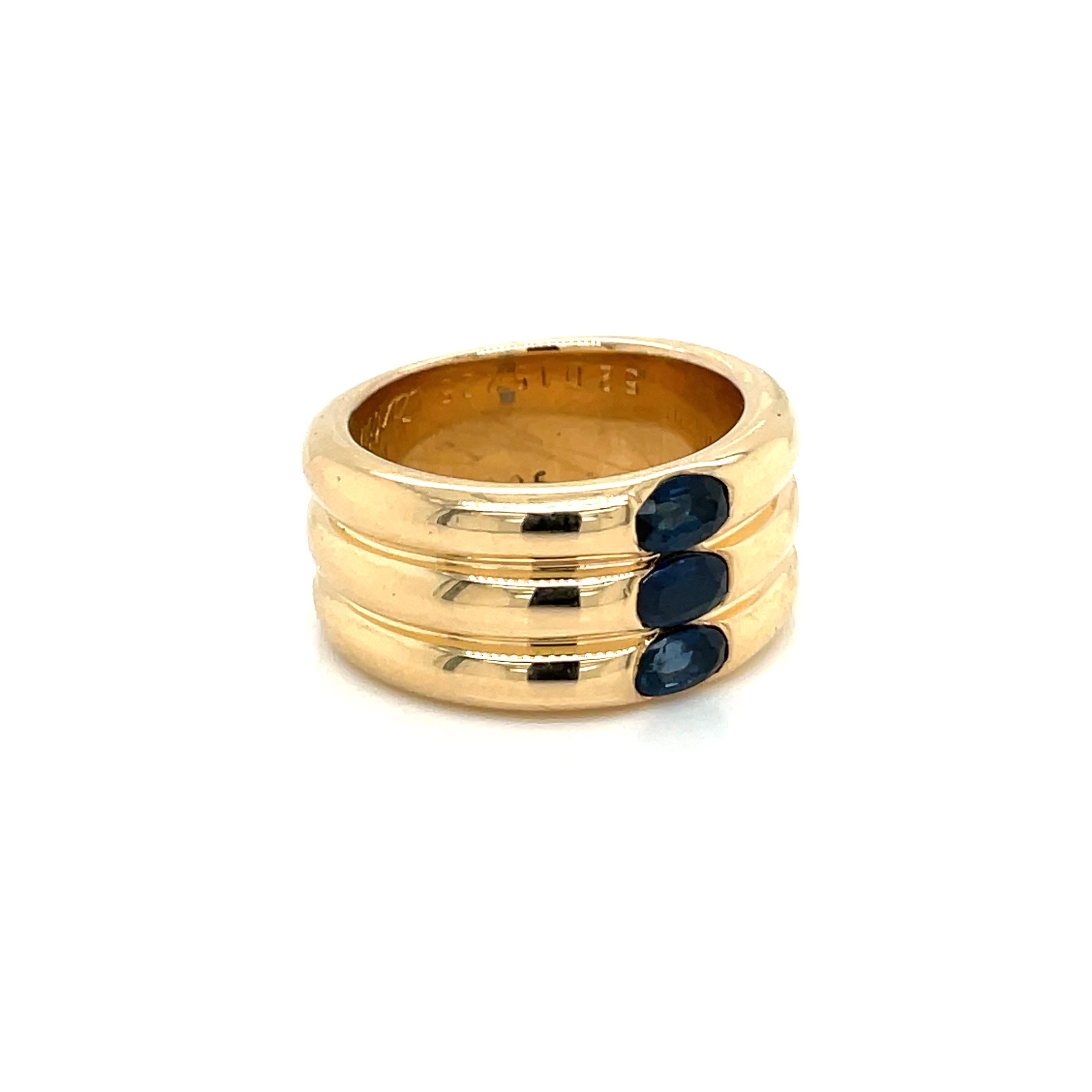 Cartier Ellipse Sapphire Yellow Gold Triple Stack Band Ring at 1stDibs ...
