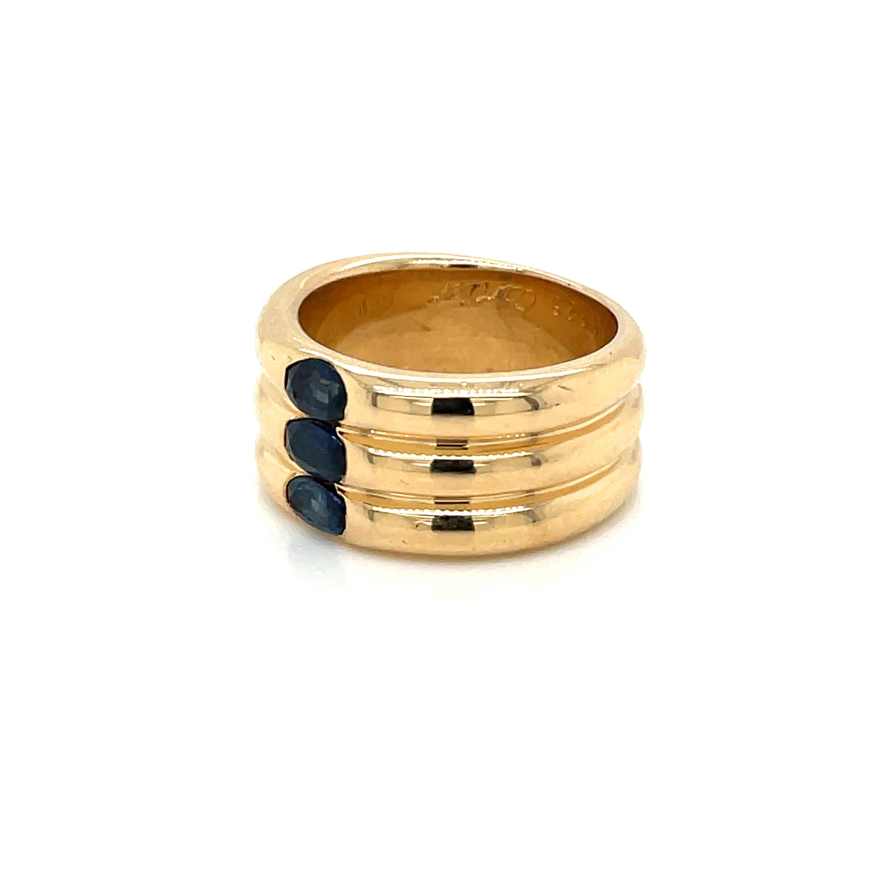 Cartier Ellipse Sapphire Yellow Gold Triple Stack Band Ring at 1stDibs ...