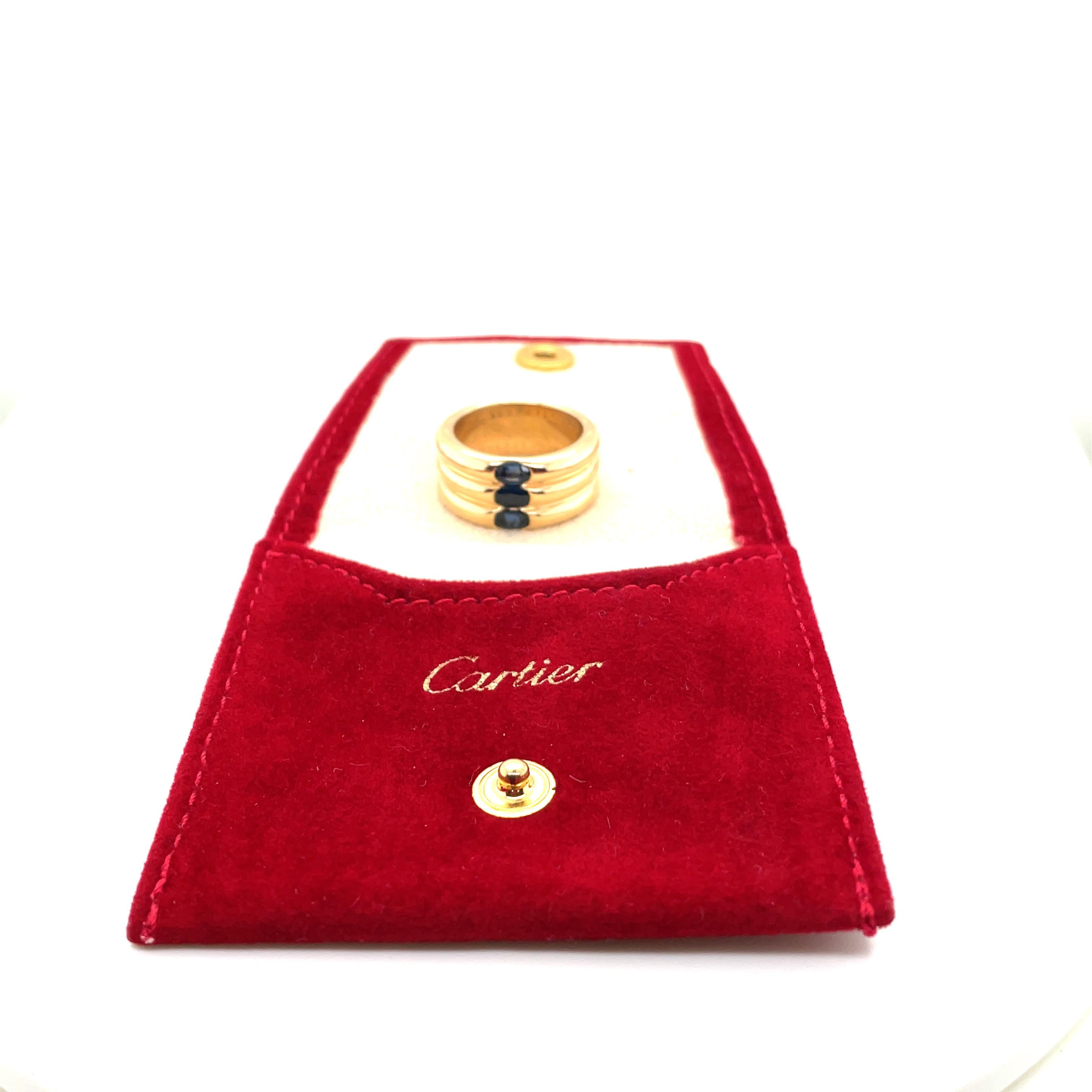 Cartier Ellipse Sapphire Yellow Gold Triple Stack Band Ring at 1stDibs ...